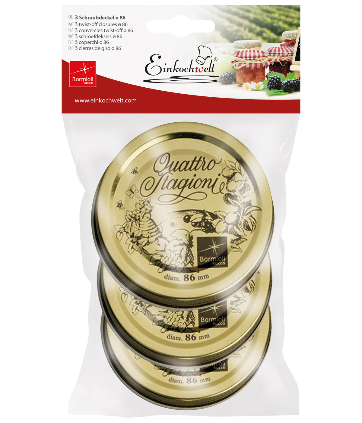 Einkochwelt Quattro Stagioni Schraubdeckel für Einkochgläser, Ø86 mm ...