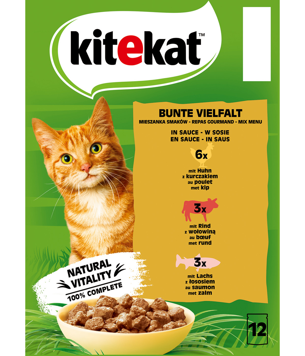 KITEKAT® Nassfutter für Katzen Multipack Bunte Vielfalt in Sauce, Adult ...